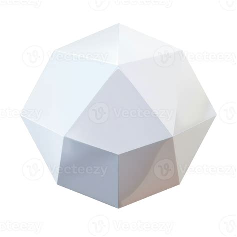 Geometric White Polyhedron With Sharp Edges On A Plain Background
