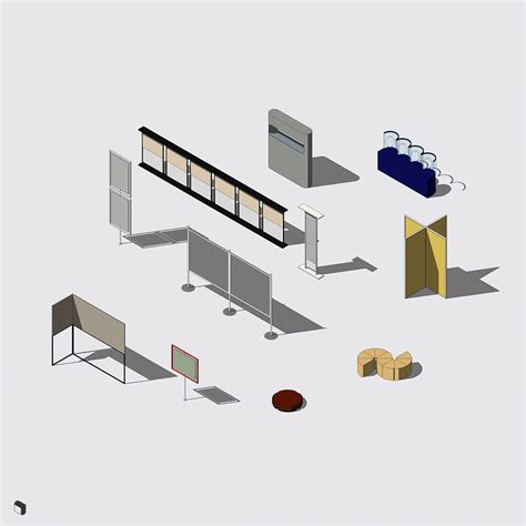 3d Model Revit Parametric Exhibition Furniture Toffu Co