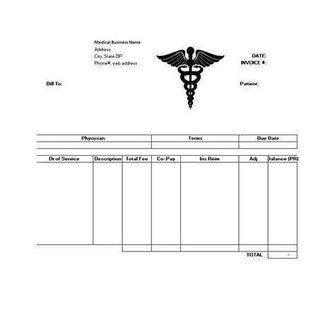 Billing Statement Templates Medical Legal Itemized MORE