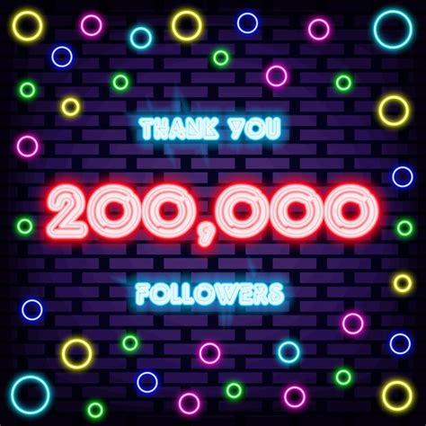 Premium Vector 200000 Followers Thank You Neon Signboards On Brick