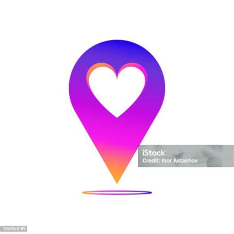 흰색 배경에 사랑지도 핀 3d 그라데이션 맵 핀 하트핀을 맵에 매핑합니다 로고에 대한 스톡 벡터 아트 및 기타 이미지 로고 여행 주제 하트 모양 Istock