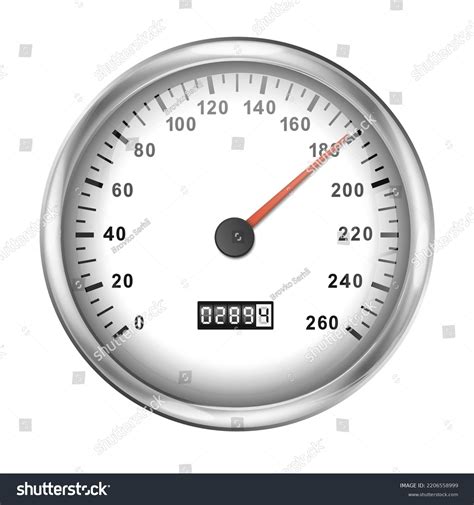 Realistic Speedometer Realistic Glossy Rounded Buttons Stock Vector
