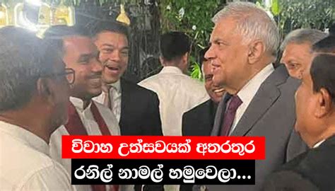 විවාහ උත්සවයක් අතරතුර රනිල් නාමල් හමුවෙලා Photos Ranil