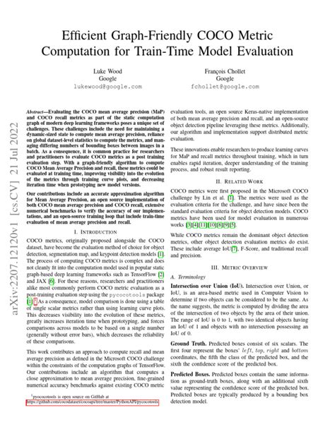 efficient graph friendly coco metric computation for train time model evaluation pdf