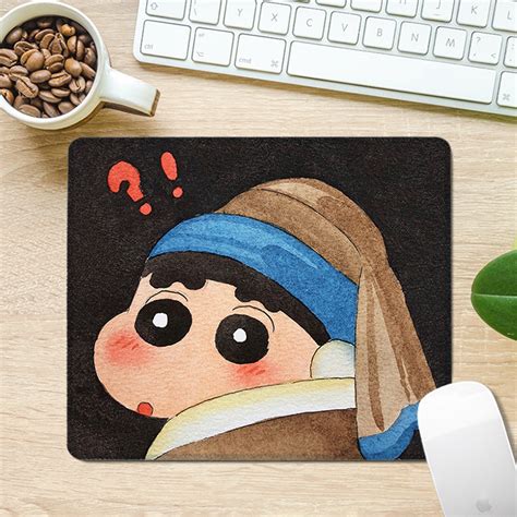 日式新款卡通动漫蜡笔小新小号鼠标垫可爱女生加厚锁边可水洗胶垫 虎窝淘