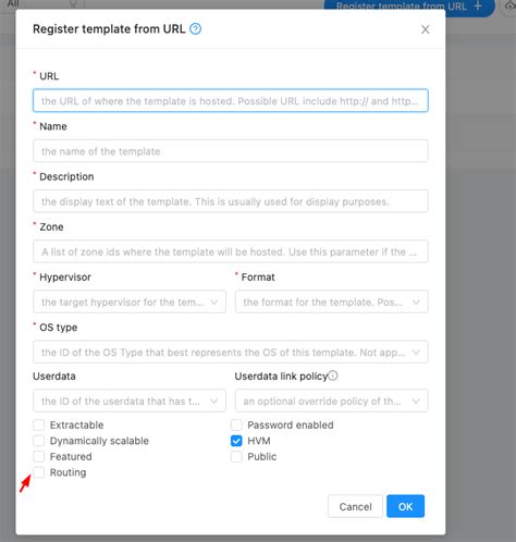 remove the routing option when registering a template from the ui · issue 7774 · apache