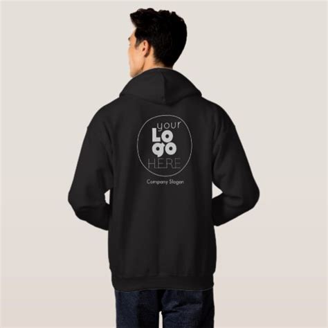 Black Hoodie With Your White Business Logo On Back Zazzle
