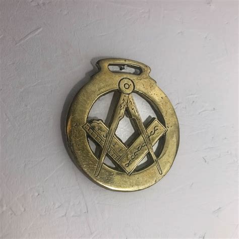 Emblem Medallion Masons Protractor And Ruler Metal Horse Etsy