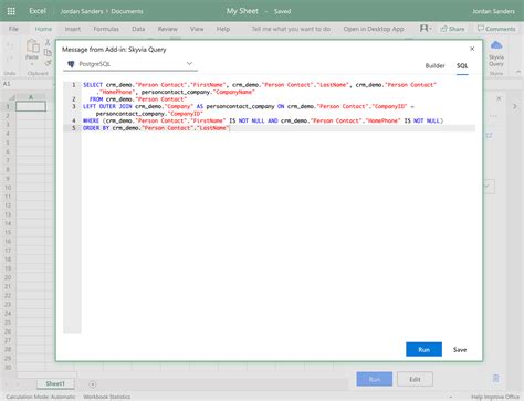 Skyvia Query Excel Add In