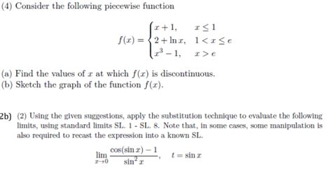 Solved Consider The Following Piecewise Function Chegg