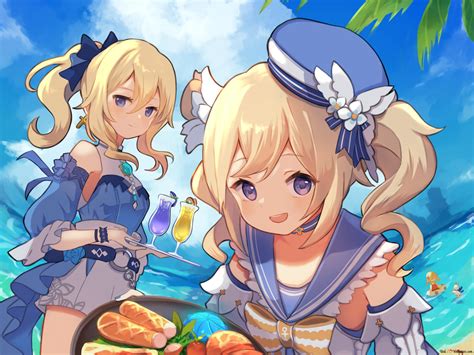 Lumine Barbara Made Delicious Dish Together Genshin Impact Hd Wallpaper Download