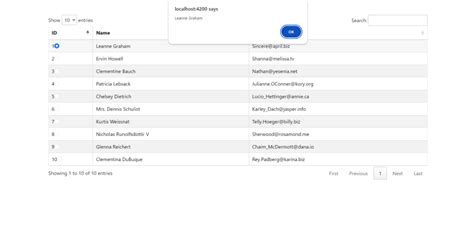 angular 17 datatable with dynamic data and get data from selected row