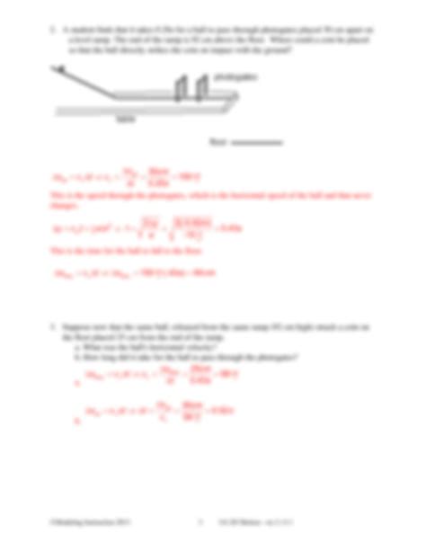Solution Particle Models In Two Dimensions Worksheet 2 Horizontally Launched Projectiles