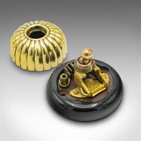 1920s Art Deco Antique Light Switch English Brass Bakelite On Off
