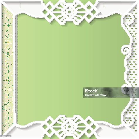 Bingkai Renda Vektor Pola Meriah Pola Putih Salam Template Ilustrasi Stok Unduh Gambar