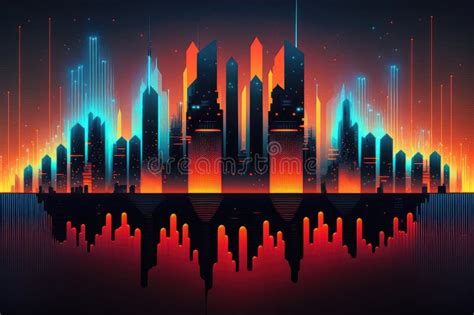 Mesmerizing Digital Artwork Of Binary Code Resembling A Neon City Skyline Pulsating With