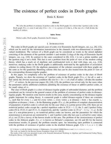The Existence Of Perfect Codes In Doob Graphs Deepai