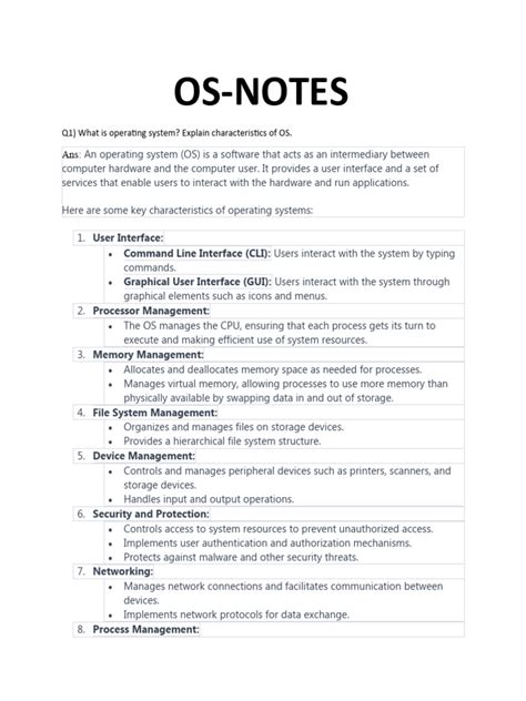 Os Notes Pdf Process Computing Kernel Operating System