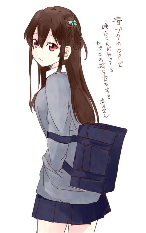 Trefle R Tachikawa Ayaka 227 1girl Bag Blue Bag Blue Skirt Bow Braid Braided Hair