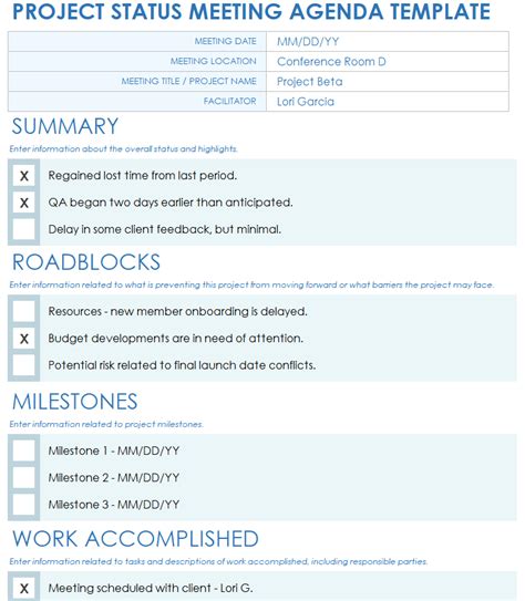 Free Project Management Meeting Agenda Templates Smartsheet
