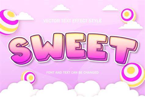 Premium Vector Sweet Candy Logo Cute Kawaii 3d Editable Text Effect