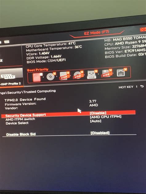How To Disable Ftpm Msi Bios R Amdhelp