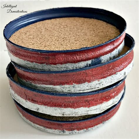 Americana Mason Jar Lid Coasters