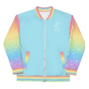 Rainbow Origami Bunni Bomber Jacket Etsy