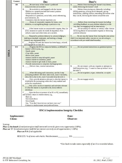 Iisca Implementation Integrity Checklist Doc Template Pdffiller