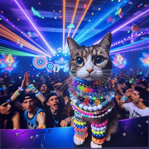 Cat At A Rave With More And More Kandi Raves