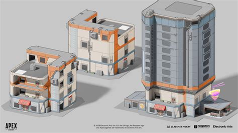 Artstation E District Buildings Apex Legends Vladimir Mokry Scifi Building Futuristic