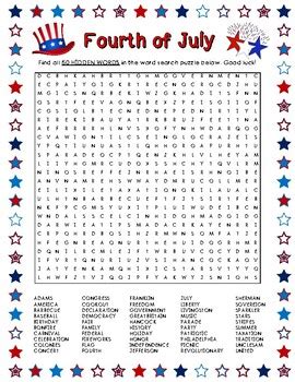 Fourth Of July Word Search 50 Words By Larue Learning Products