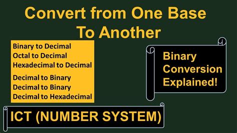 Convert Decimal Binary Octal Hexadecimal Youtube
