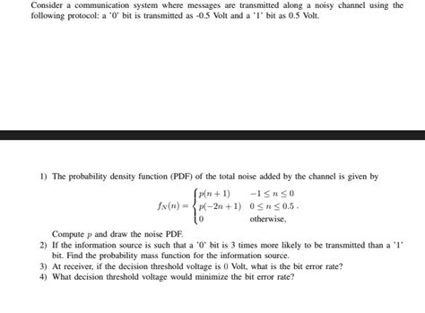 Solved Consider A Communication System Where Messages Are