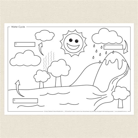 A Coloring Page With An Image Of A Smiling Sun And Clouds In The Sky