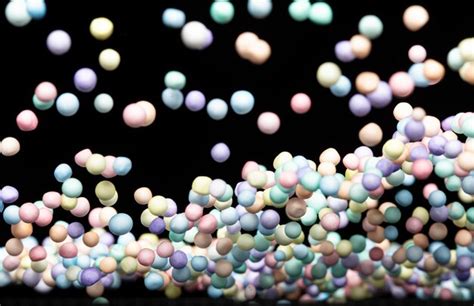 Premium Photo Styrofoam Mini Ball Fly Explosion Pastel Foam Mini Balls Float Explode Abstract