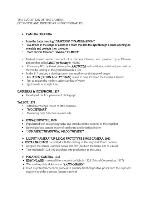 Topic 2 Evolution Of Camera Pdf