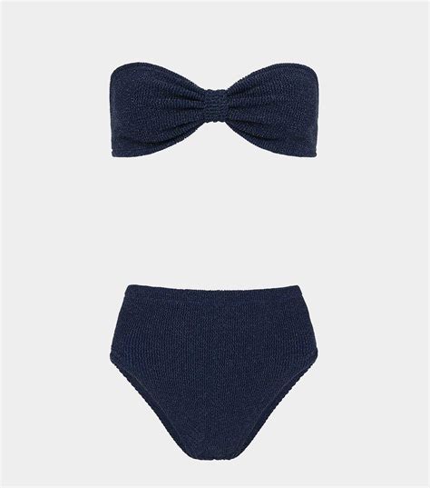 Ruby Bikini Lurex Navy Silver One Size Swimwear Hunza G