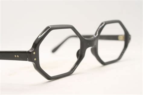 Octagonal Vintage Eyeglasses Black New Old Stock 1970s Retro Eyeglass