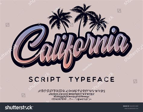 California Vintage Brush Script Handmade Font Stock Vector Royalty