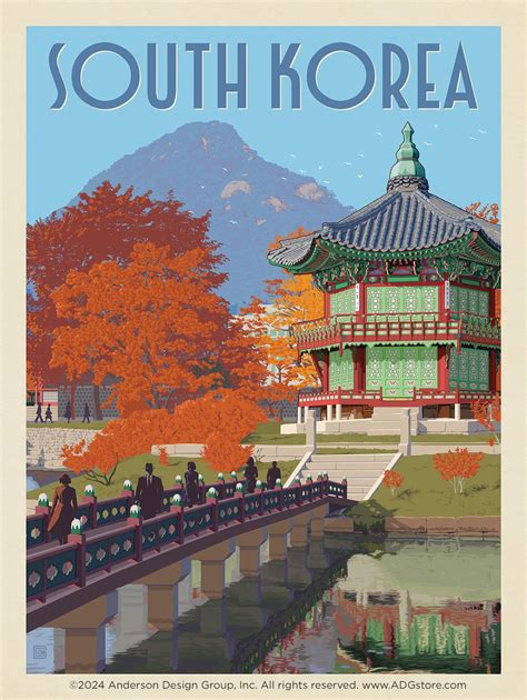 South Korea Seoul Gyeongbokgung Palace Travel Posters Vintage