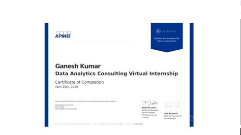 Certificate Virtualinternship Kpmg Kpmg Dataquality Datainsights