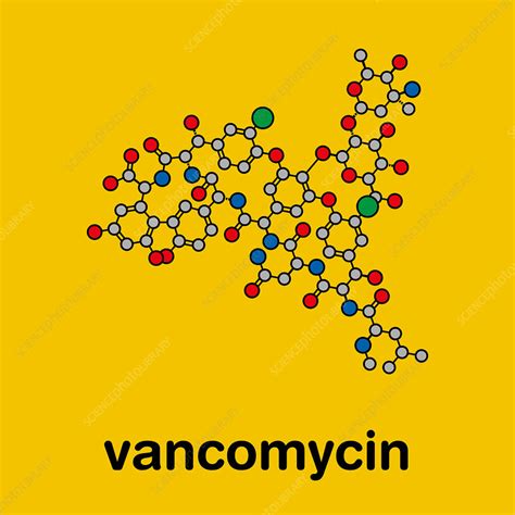 Vancomycin Antibiotic Drug Molecular Model Stock Image F0253258
