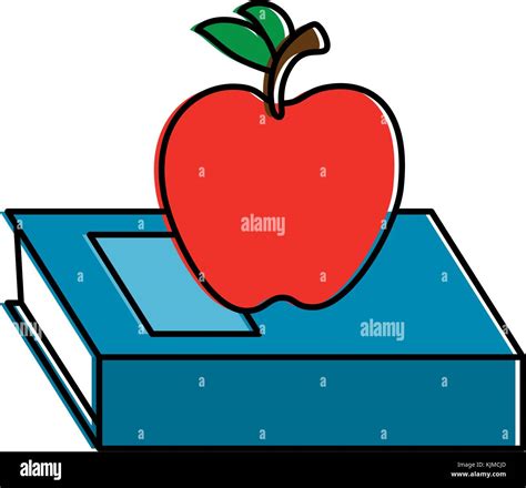 Text Book With Apple Vector Illustration Design Stock Vector Image Art Alamy