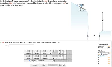 Solved 13 Problem 7 A Secret Agent Skis Off A Slope