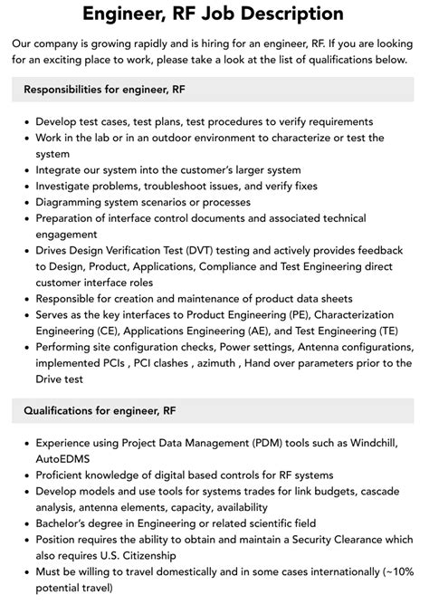 Engineer Rf Job Description Velvet Jobs