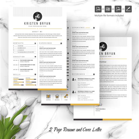 Modern Resume Template Professional Cv Template Cv Design Etsy