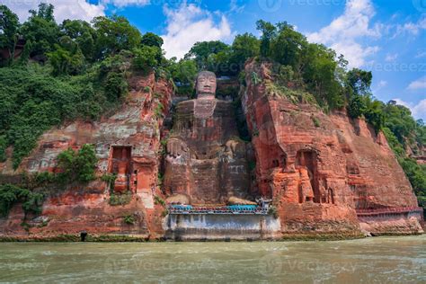 The Giant Leshan Buddha In The Southern Part Of Sichuan China Near The City Of Leshan Is The