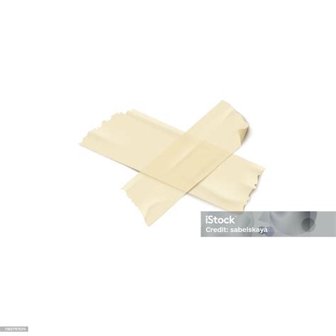 노란 베이지 색 마스킹 테이프 조각 크로스 모양 오래된 종이 질감의 덕트 접착제의 끈적 끈적한 스트립 건강관리와 의술에 대한 스톡 벡터 아트 및 기타 이미지 Istock