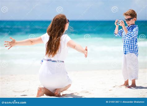 Mother And Son On Vacation Stock Image Image Of Together 21051307